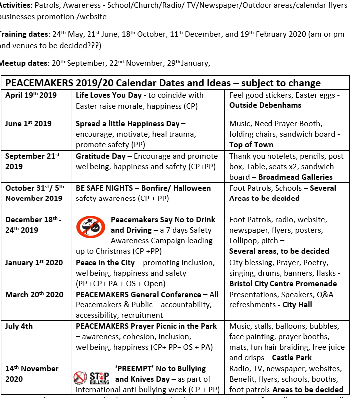 11 | November | 2019 | PEACEMAKERS Prayer Patrols & City Patrols